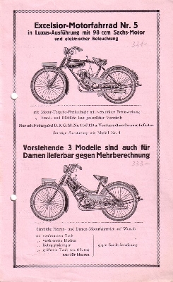 Motor-lit.de - Excelsior Motorfahrrad + Leichtmotorrad Prospekt ca. 1935