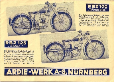 Motor-lit.de - Ardie Programm 1938 RBZ 100 Windspiel 98 ccm 2,2 PS RBZ ...
