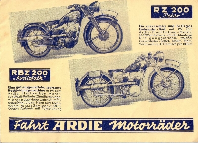 Motor-lit.de - Ardie Programm 1938 RBZ 100 Windspiel 98 ccm 2,2 PS RBZ ...
