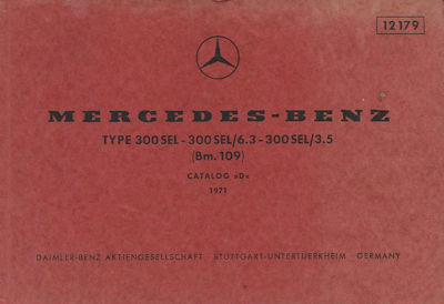 Motor-lit.de - Mercedes-Benz Typ 109 Ersatzteilliste 1971