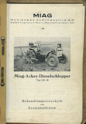 Motor-lit.de - MIAG Acker Dieselschlepper LD 20 Bedienungsanleitung ca ...