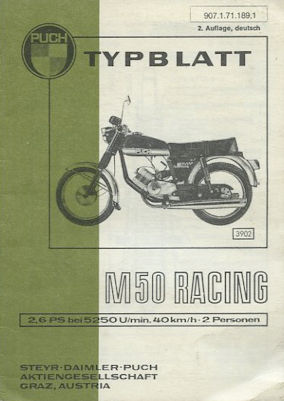Motor-lit.de - Puch M 50 Racing Typenblatt 1971