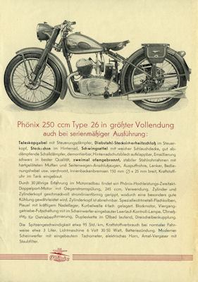 Motor-lit.de - Phönix 250 ccm Type 26 Prospekt 1951